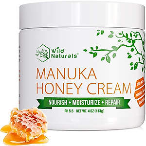 Wild Naturals Manuka Honey Moisturizer for Dry, Sensitive Skin – Eczema Relief Face Cream – Soothing Cream for Redness & Irritation – Face, Hand & Body Moisturizer for Women & Men