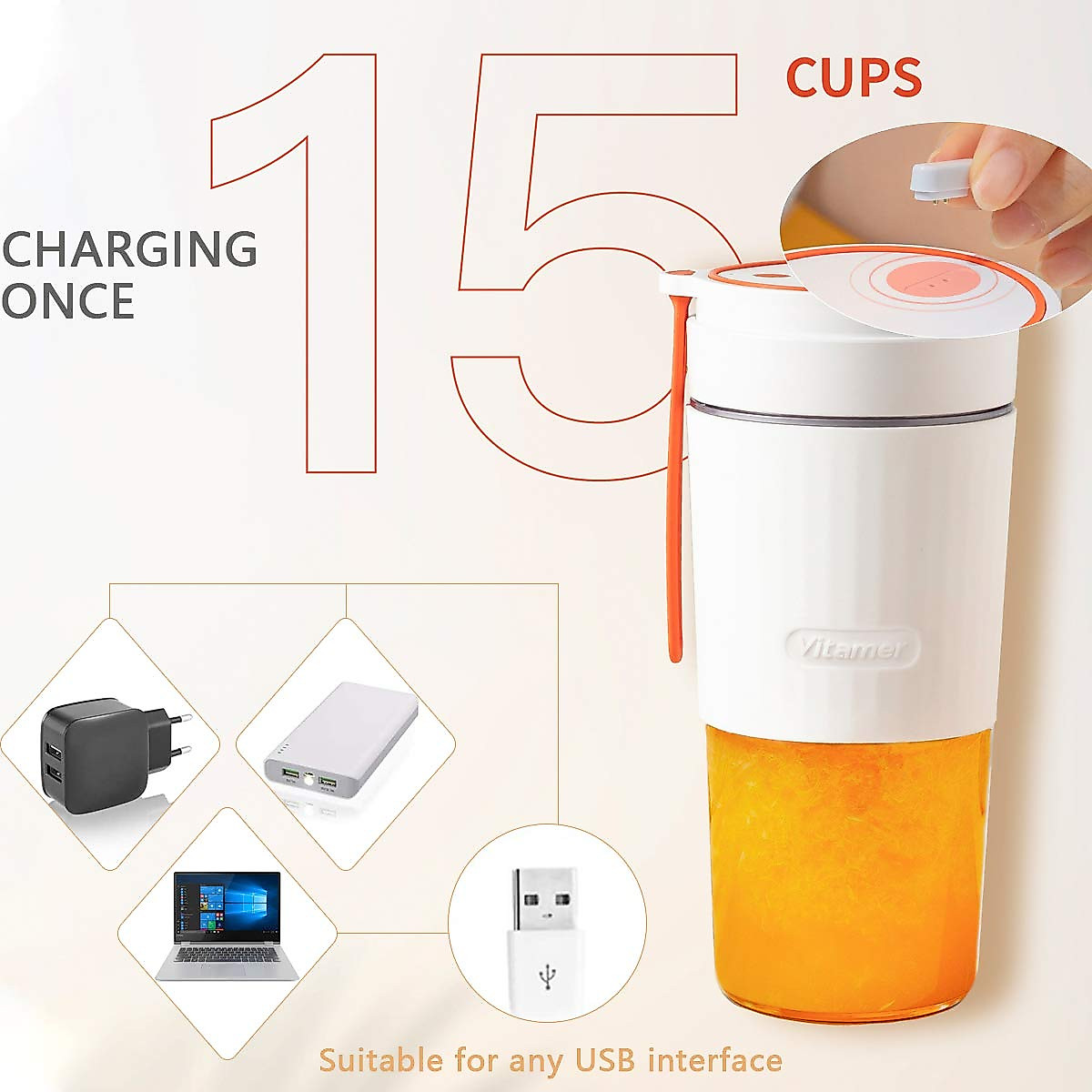 Ycc ice Personal Blender for Shakes and Smoothies with BPA Free Portable USB Rechargeable Juicer Milkshake Blender Conveniently and quickly juice and make milkshakes suitable for carrying around