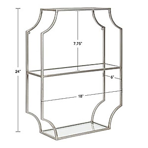 Kate and Laurel Ciel Glam Geometric Wall Shelf, 18 x 24, Silver, Decorative Shelves for Storage and Display