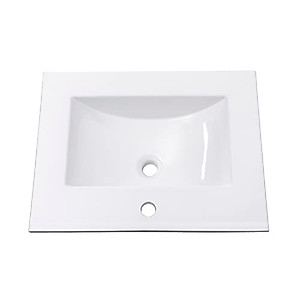 KSWIN 24" Wall Mounted Bathroom Vanity with Sink Grey Floating Vanity Two Drawers Bathroom Cabinet with White Ceramic Integrated Sink
