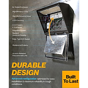 Sunco 80W LED Wall Pack Outdoor Industrial Dimmable Waterproof Commercial Grade Security Warehouse Super Bright Parking Lot, Selectable CCT 3000K/4000K/5000K, 7600 Lumen, AC120-277V