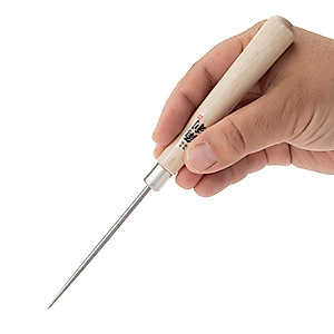 KAKURI Awl Tool for Sewing, Scratch Wood, Leather, Punch, Book Binding, Sharp Japanese Stainless Steel Scratch Awl 7" Long Multitool, Maple Wood Handle, Made in Japan