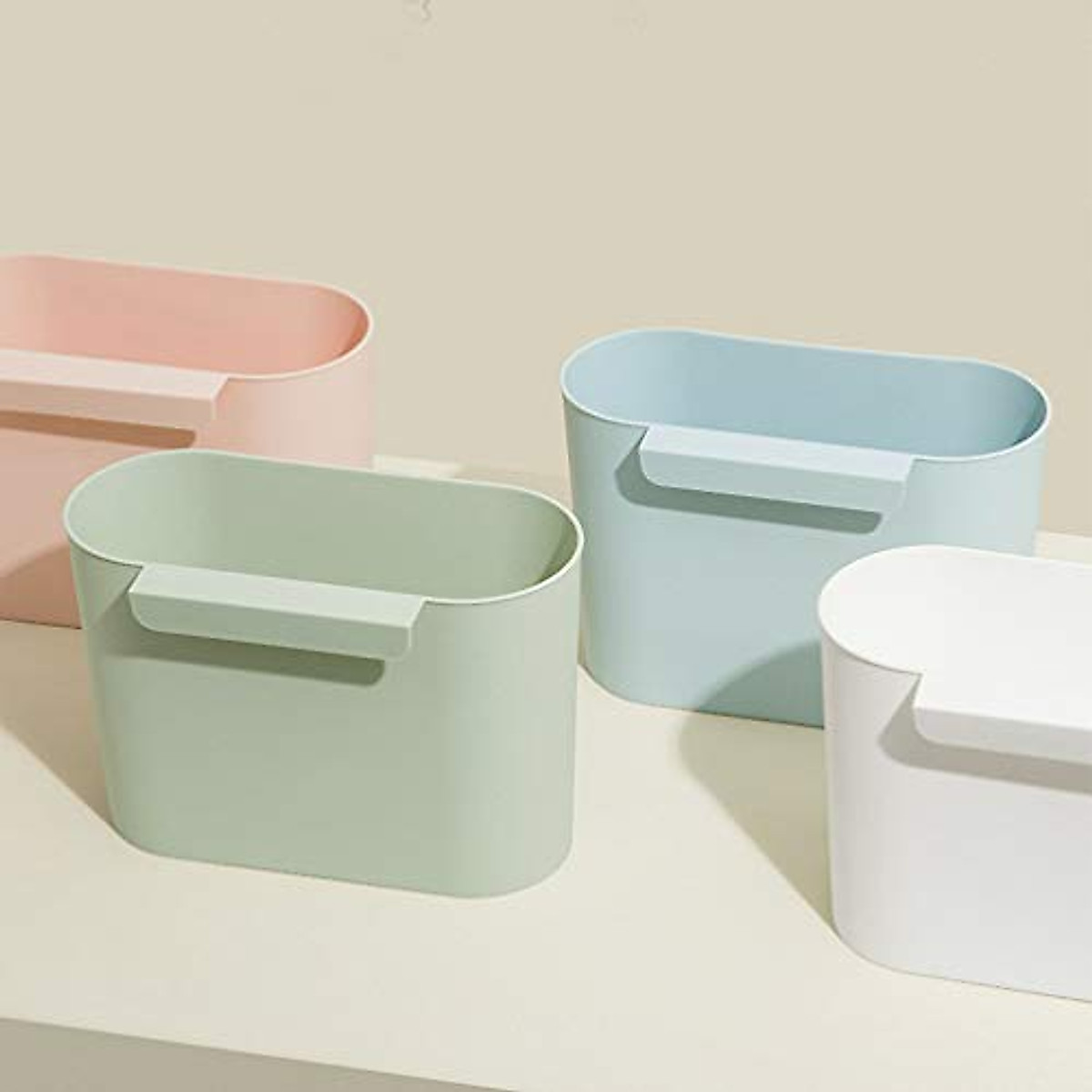 YARDWE Hanging Trash Can Waste Bin: Under Cabinet Compost Bin Pink Mini Small Car Garbage Can Wall Mounted Rubbish Container for Home Kitchen Office