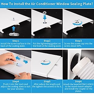 Portable Air Conditioner Window Kit with Coupler, Vertical/Horizontal Sliding Window AC Vent Kit, Adjustable Length from 17" to 60" AC Window Seal Plates Kit for 5.9"/15 cm Exhaust Hose