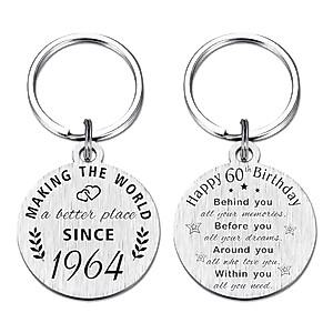 ABNTY 60th Birthday Gifts for Women Men, 60 Year Old Birthday Keychain, Born in 1964 Gifts, 1964 Birthday Decorations