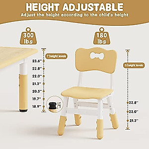 Brelley Kids Table and 4 Chairs Set, Height Adjustable Toddler Table and Chair Set, Graffiti Desktop, Non-Slip Legs, Max 300lbs, Children Multi-Activity Table for Ages 2-10