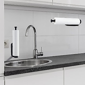FVITA Paper Towel Holder Under Cabinet Wall Mount Paper Towel Holder Under Cabinet Self-Adhesive for Kitchen Black
