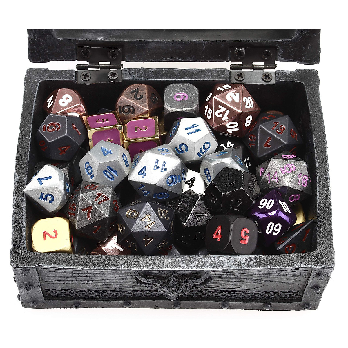 Forged Dice Co. Deluxe Dragon Dice Storage Box with Custom Foam Insert - Holds up to 6 Sets of Polyhedral Dice or 42 Individual Dice - Treasure Chest for Dungeons And Dragons Dice - Great DnD Gifts