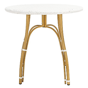 SAFAVIEH PAT4011C Outdoor Kylie White Rattan Bistro Table