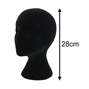 Foam Mannequin,Female Head Model Wig Hair Hat Display Foam Mannequin Manikin White (Black)