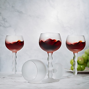 The Wine Savant Aesthetic Cloud Elegant Crystal Wine & Water Glasses, Hand Blown, Premium Trendy Sand Blasted Glasses - Stemmed Red White Wine Glasses, 100% Lead-Free - Pinot Noir - 7 oz Rim