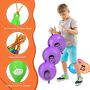 24PCS Story Party Favors Punch Balloons Latex Party Balloons with Rubber Band Handle, Toy Inspired Story Themed Party Supplies for Kids Halloween Prize Punch Game Rewards, 8 Patterns