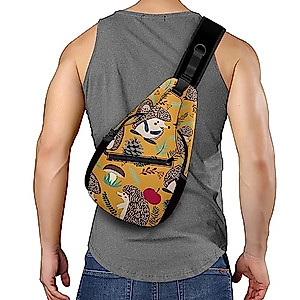 VACEKOE Crossbody Bag Sling Backpack for Women Men Shoulder Bag Crossbody Water Bottle Orange Sling Bag Travel Bag Multi Position Hedgehog Sling Backpack