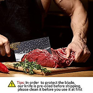 ZENG JIA DAO Meat Cleaver Knife - Forged Meat Cleaver 7.7 inch - Kitchen Chef Cleaver - Traditional Chinese Longquan Knife - High Carbon Steel - for Home Kitchen 2023 Gift