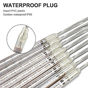 Falling Rain Christmas Lights, MIJOYE Waterproof LED Meteor Shower Lights with 30cm 8 Tube 144 LEDs, Icicle Snow Fall String Cascading Lights for Wedding, Party, Holiday, Xmas Tree, Garden (White)