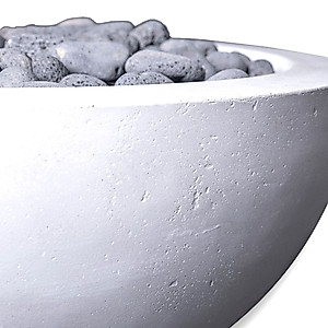 30" Premium Concrete Fire Bowl - Dark Grey Cement Round Natural Gas Fire Pit - Outdoor Fire Table with Key Valve GFRC (30" Diameter x 13" High) (Pewter)