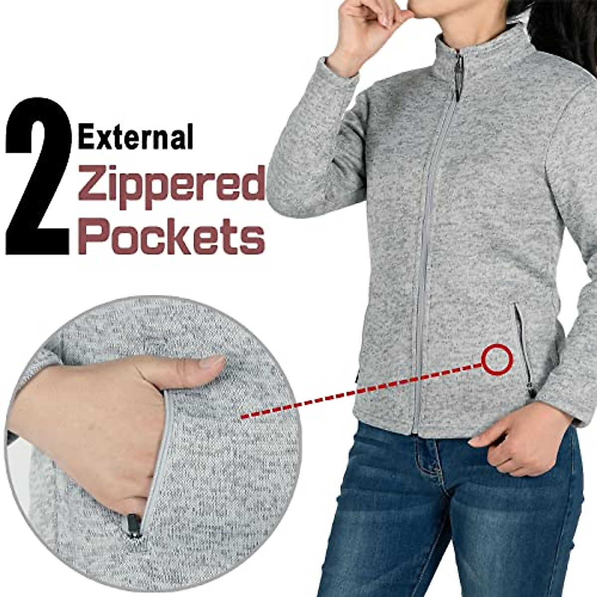 Bonnorth Womens Fall Plus Size Jackets for Women Fashion Oversized Jackets Women's Full Zipper Warm Jacket with Pocket Ash XL