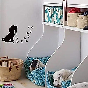 Fencosyn Dog Paw Prints Vinyl Wall Decal Removable Pet Stickers for Kids Boys Girls Baby Nursery Bedroom Decor