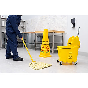 SPARTA OmniFit Mop Bucket with Down Press Wringer, Plastic, 35 Quarts, Yellow