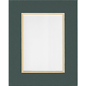 16x20 Pine Green and Maize Yellow Double Picture Mat, Bevel Cut for 11x14 Picture or Photo