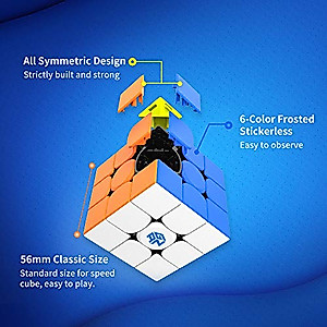 GAN 356 R S, 3x3 Speed Cube Gans 356RS Magic Cube Non-Magnetic (Stickerless)