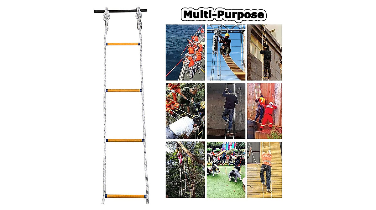 ANUU Emergency Fireproof Rescue Ladder – 98ft Portable Fire Escape ...
