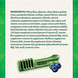 GREENIES Large Natural Dog Dental Care Chews Oral Health Dog Treats Blueberry Flavor, 12 oz. Pack (8 Treats)