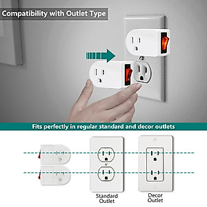 ANKO Grounded Outlet Adapter, ETL Listed Wall Tap Adapter with Red Indicator On/Off Power Switch (4 Pack)