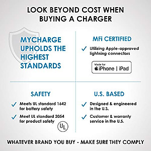 myCharge Portable Charger for iPhone – Hub 10050 mAh Internal Battery Built in Cable (Lightning, Micro USB) Power Bank Fast Charging Wall Plug USB Battery Pack External Cell Phone Backup, 55 Hrs