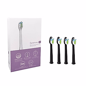 Hanasco Sonic Electric Toothbrush Replacement Heads Pack of 4 （Black）