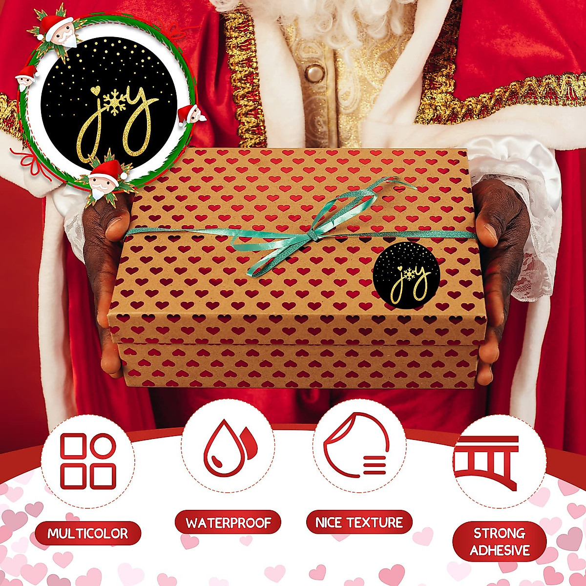 Chinco 1500 Pieces Joy Christmas Stickers for Envelopes Seals Decorative Christmas Joy Card Stickers Decals Labels for Xmas Party Favors Supplies Decoration, 1 Inch