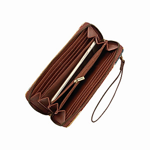 Fossil Women's Logan Fabric Wallet RFID Blocking Zip Around Clutch with Wristlet Strap, Multi