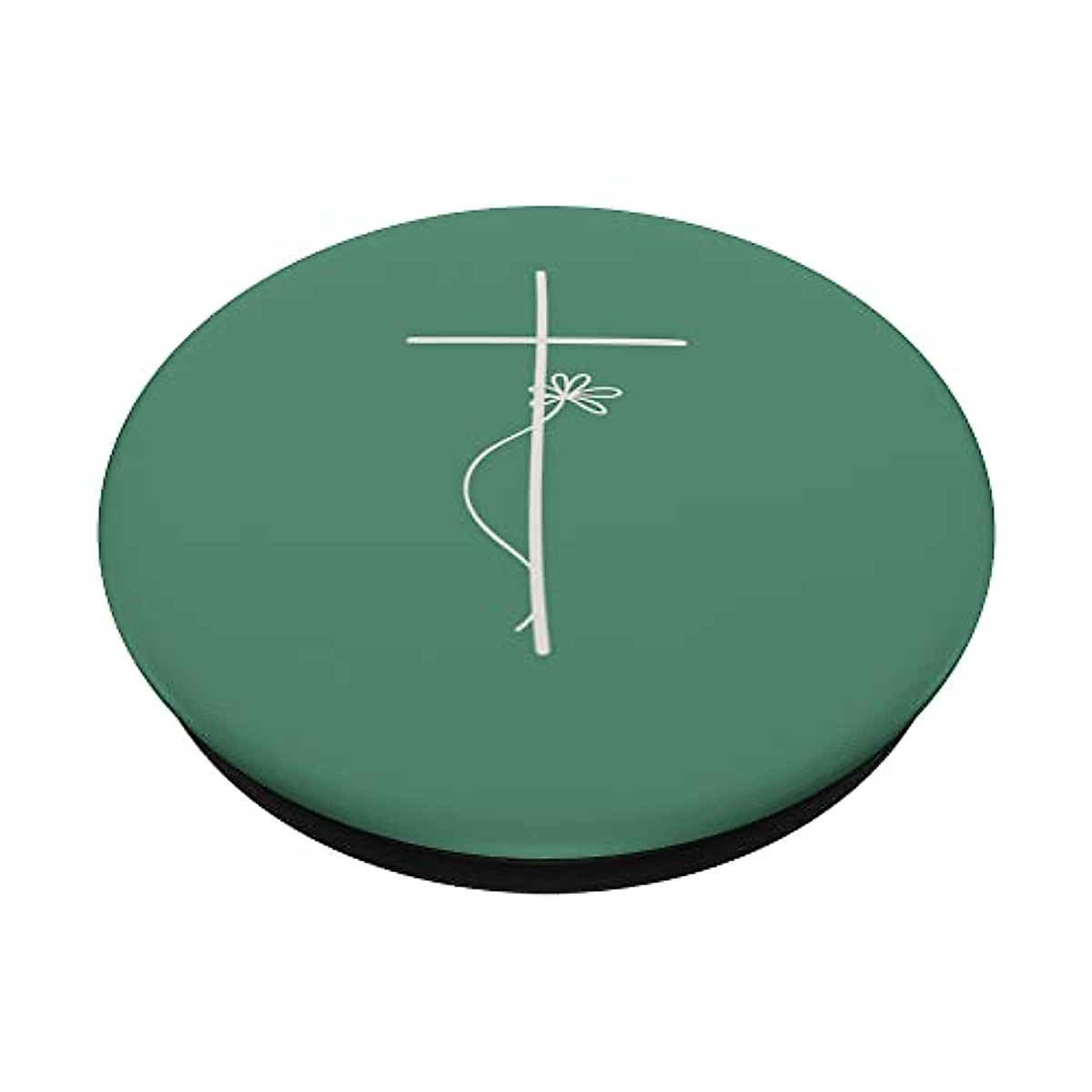 Cross With Flower Jesus Floral Minimalist Line Art Women PopSockets Swappable PopGrip
