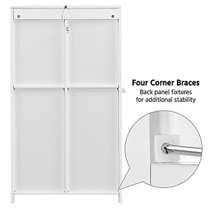 Yaheetech Bathroom Floor Cabinet 42″, Freestanding Storage Cabinet with 3 Drawers, 2 Open Shelves and 2 Doors, Wooden Storage Organizer with Adjustable Shelves for Bathroom, Living Room, Kitchen