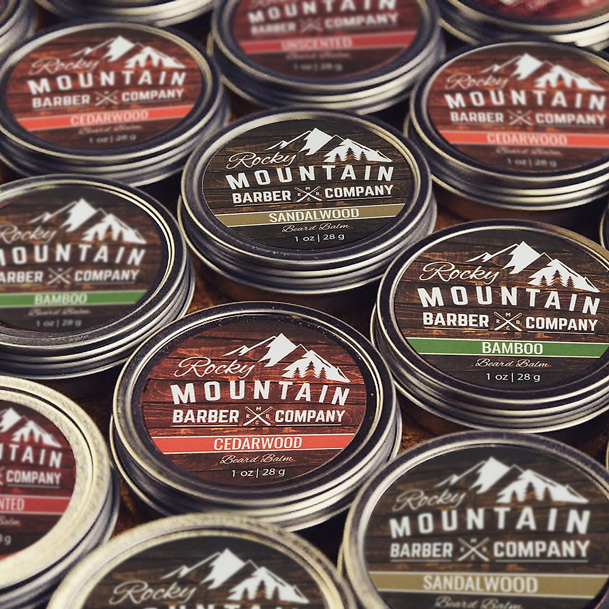 Beard Balm Variety Pack - 4 Natural Samples (1 oz each) with Argan Oil, Shea Butter, Coconut Oil & Jojoba Oil - Rich in Vitamins & Minerals