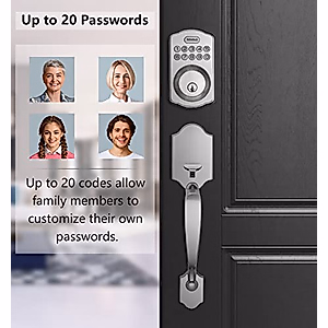 Revolo Electronic Keypad Deadbolt, Keyless Entry Door Lock, Keyed Entry, Auto Lock, Door Lock with Handle, Front Door Handle Sets, Anti-Peeking Password