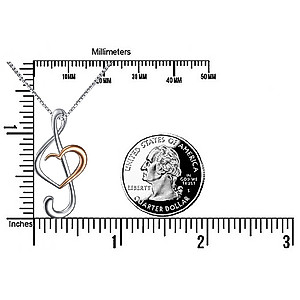 DAOCHONG 925 Sterling Silver Musical Note Treble Clef Rose Gold Plated Heart Pendant Necklace Jewelry for Women Graduation Christmas, Box Chain 18" (Rose Gold Plated)