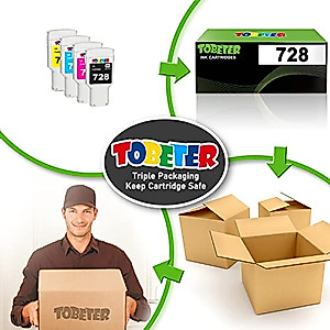 ToBeter Remanufactured 728 XL(Each 300ml) Ink Cartridge Replacement for HP 728 F9J68A F9K17A F9K16A F9K15A, for HP DesignJet T730 (F9A29E) T830 MFP(F9A30A/F9A28A/F9A28D/F9A30D) Printer - 4 Pack