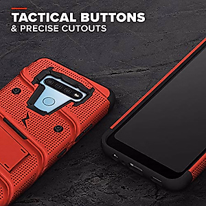 ZIZO Bolt Series for LG K51 / LG Reflect Case with Screen Protector Kickstand Holster Lanyard - Red & Black
