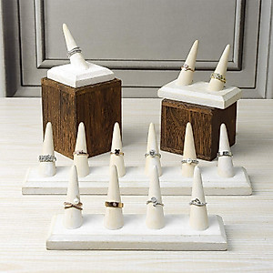 MOOCA 2 Pcs Set Finger Ring Stand Jewelry Display Holder Showcase Display Stands, 11 x 2 1/4 x 2 3/4, Wash White Color