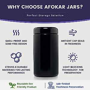 AFOKAR Airtight Storage Container 1 Oz (500mL), Air Tight Storage Container with Lid and Silicone Sealing Liner - Keep Goods Fresh for Months, Airtight Jar with UV Protection