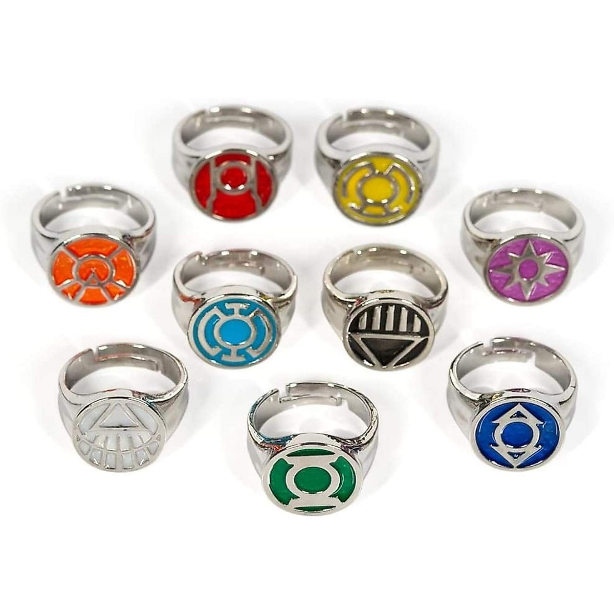 DC Comics Green Lantern Power Rings Emotional Spectrum | Includes 9 Adjustable Rings Featuring Each Emotion