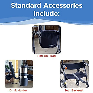 Journey UPWalker Standard – The Original Upright Walker – Premium, Lightweight Adjustable Upright Rollator Walker with Seat for Adults, Seniors & The Elderly