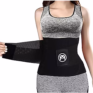 Waist Trainer Belt for Women & Man Waist Trimmer Weight Loss Workout Fitness Back Support Belts (Black,Medium)