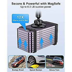 SUPERONE for MagSafe Car Cup Holder Phone Mount, [20 Strongest Magnets] Adjustable Gooseneck Cup Phone Holder for Car Compatible with iPhone 14 13 12 Series MagSafe Case & All Phone 【Tesla Compatible】