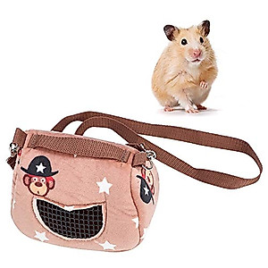 Pet Hamster Carrier, Coffee Flannelette Plush Hamster Squirrel Travel Bags Portable Breathable Small Animal Carrier Outgoing Sleeping Bag for Squirrel Hedgehog Guinea Pig(S)