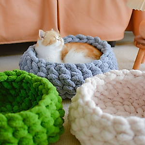 Cat Nest Bed – Premium Handwoven Washable Extra Soft and Warm Indoor House Furniture (Cloud White,Medium)