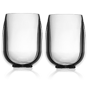 Symglass Unbreakable Clear Stemless Wine Glass Looks,Feels,Weighs Same as Glass(.58lbs),DW Safe!2PK