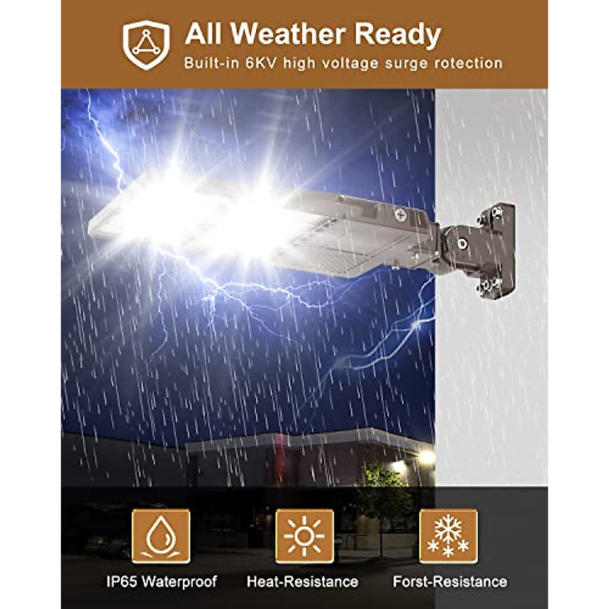 LED Parking Lot Light 320W 44800LM LED Shoebox Light Adjustable Arm Mount 5000K LED Pole Lights Outdoor, IP65 Commercial Area Street Lighting with Photocell for Parking Lot Roadway, UL&DLC