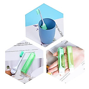 Fengek 10 Pieces Travel Toothbrush Kit, Mini Folding Toothbrushes with Case Portable Camping Toothbrush for Adults Travel, Hiking, Business Trip, 2 Styles 9 Colors